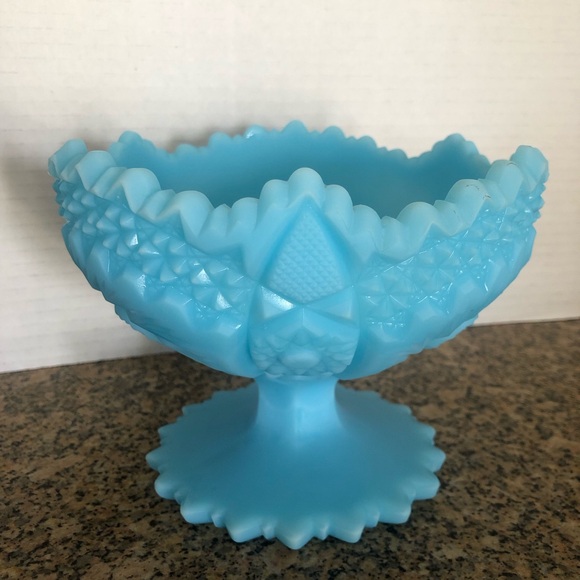 Fenton | Accents | Fenton Blue Satin Pinwheel Footed Pedestal Compote ...
